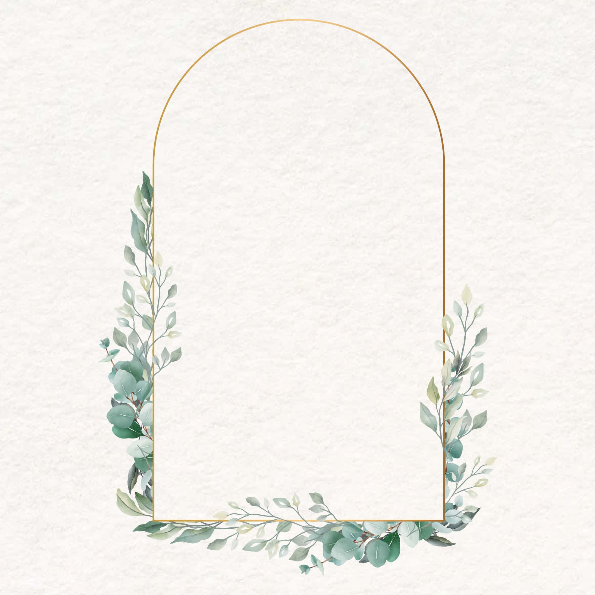Eucalyptus Gold Arch Frame Clipart: Wedding Invitation Border (digital ...