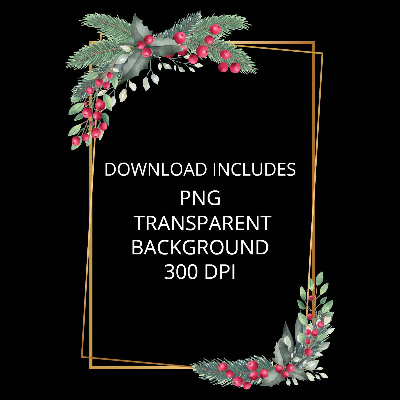 Gold Christmas Frame Clipart: DIY Christmas Crafts (digital Download ...