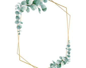 Eucalyptus and Gold Wreath Clipart, Wedding Invitation Clipart ...