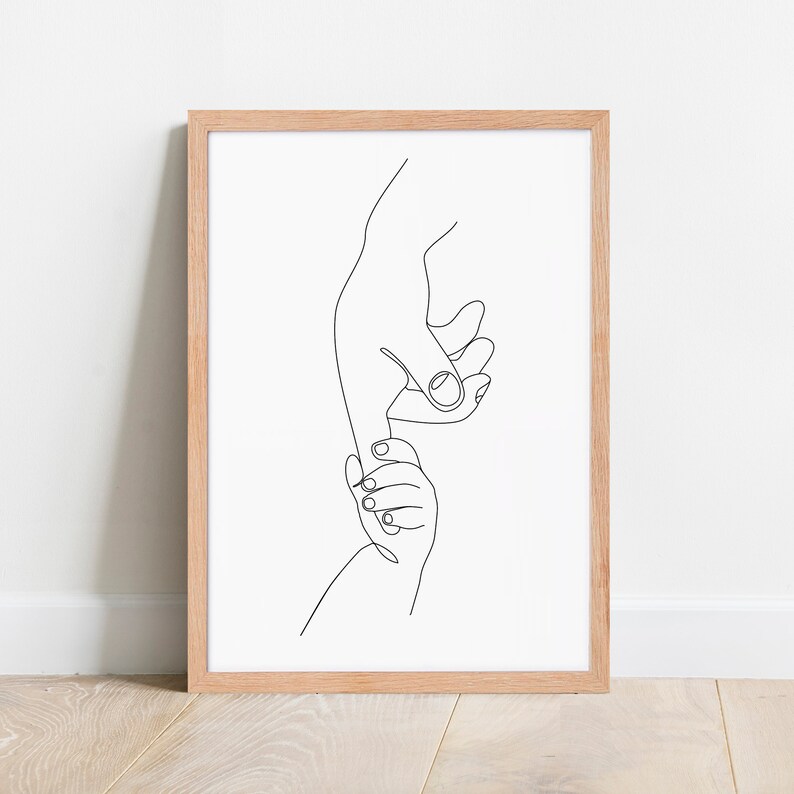 Parent and Child Holding Hands Line Art Print Wall Art - Etsy