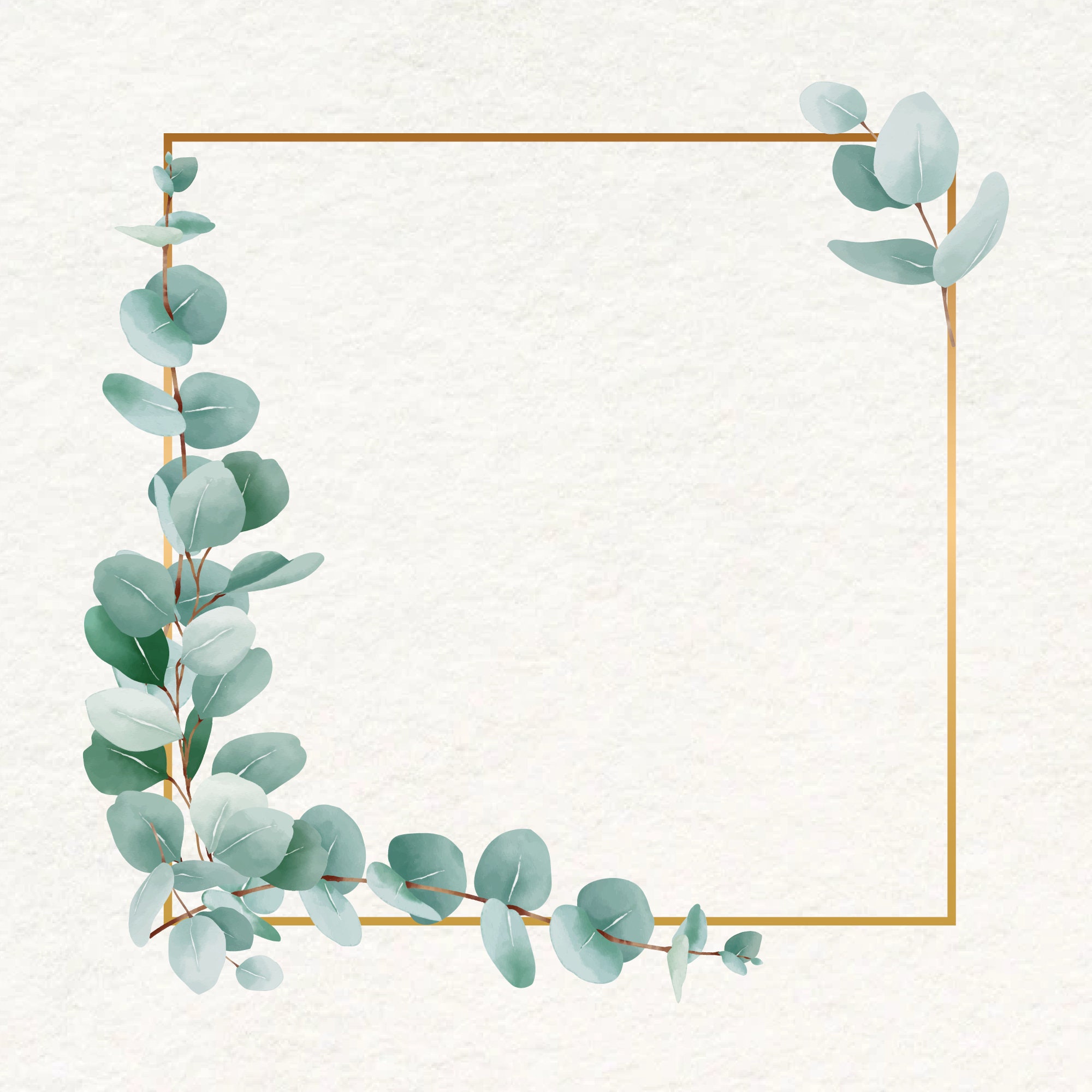 Eucalyptus and Gold Wreath Clipart, Wedding Invitation Clipart ...