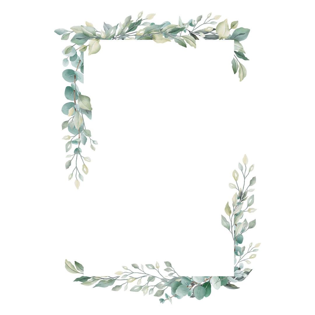Eucalyptus Leaf Frame Clipart: Wedding Invitation Border (digital ...