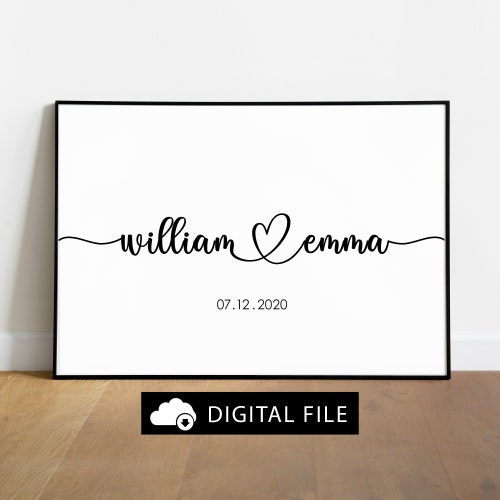 Personalised Couples Name Print Couples Names Art Custom - Etsy