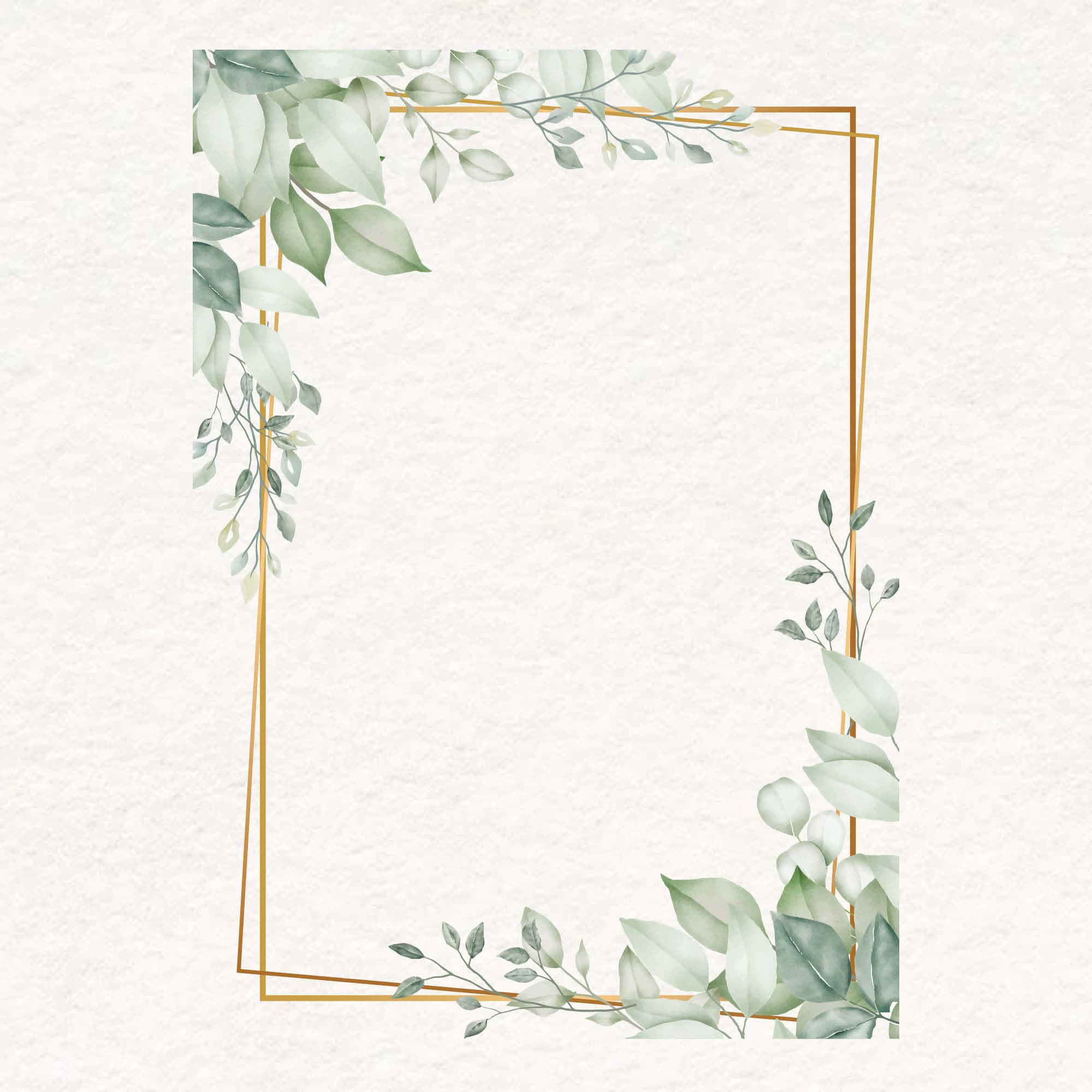 Eucalyptus & Gold Frame Clipart: Wedding Invitation Border (digital ...
