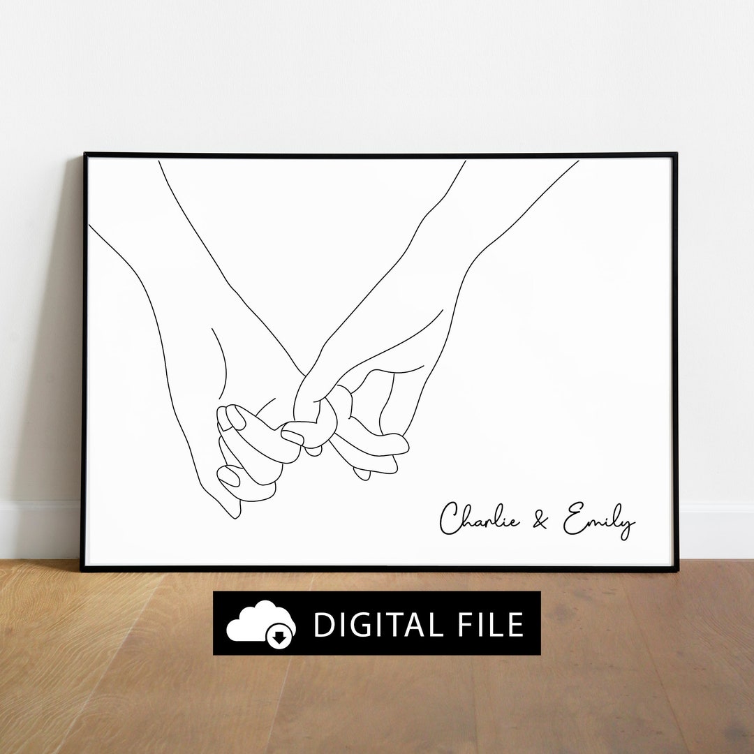 Personalised Pinky Promise, Couple Holding Hands, Digital File, Couples ...