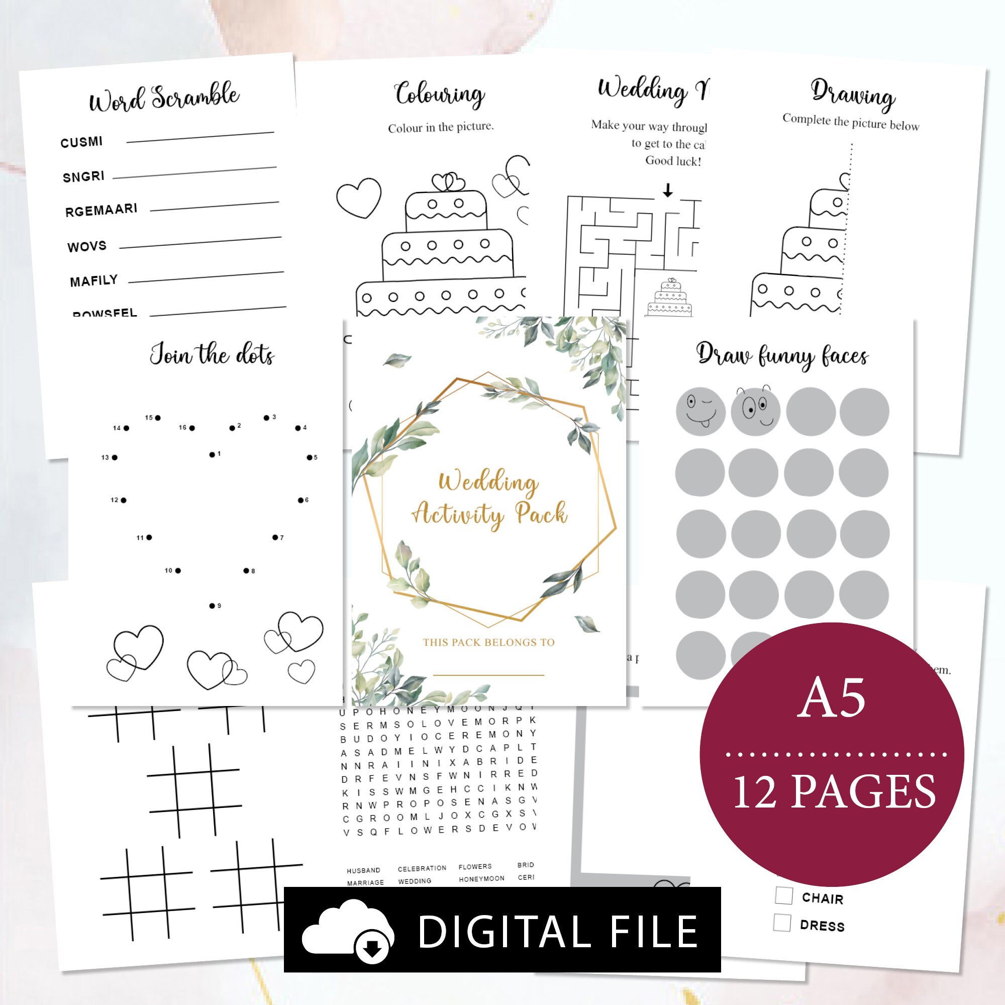 Childrens Wedding Activity Pack, Instant Download, Wedding Activity ...