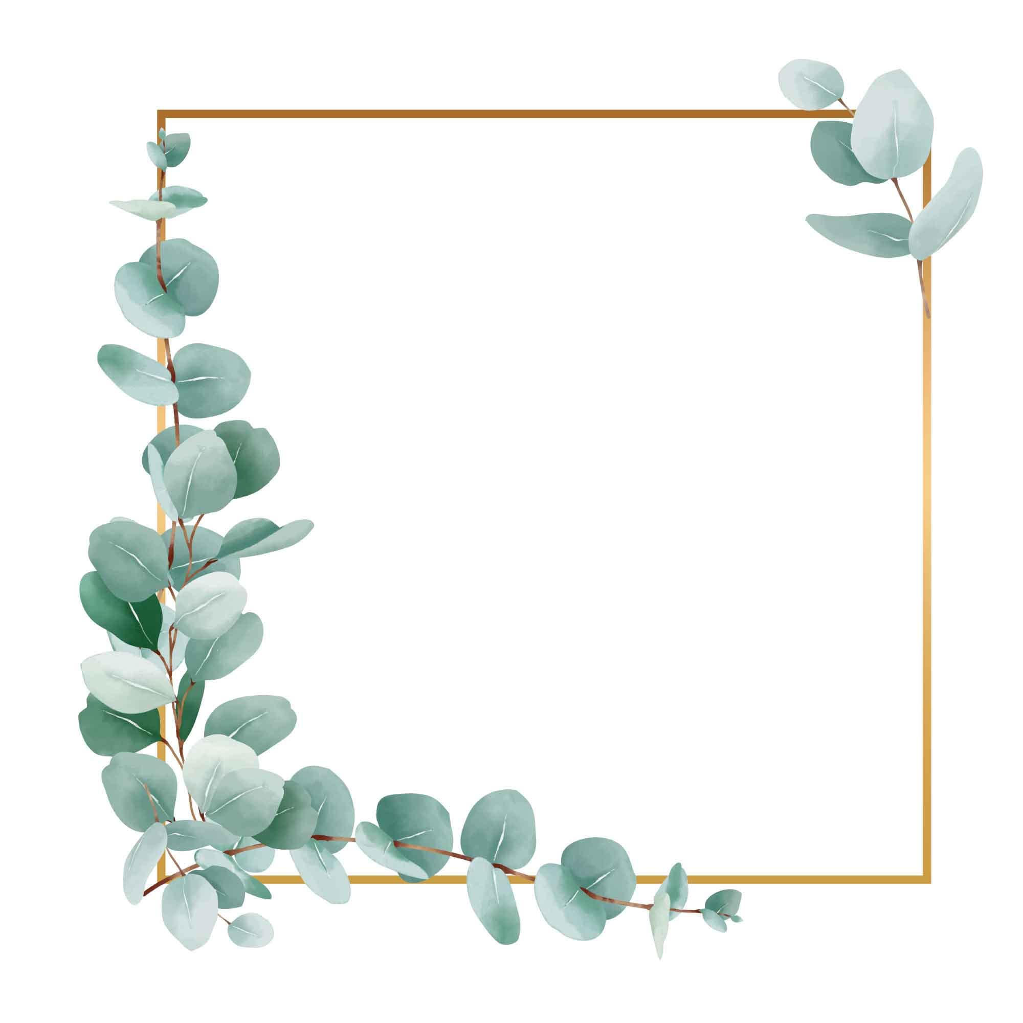 Eucalyptus and Gold Wreath Clipart, Wedding Invitation Clipart ...