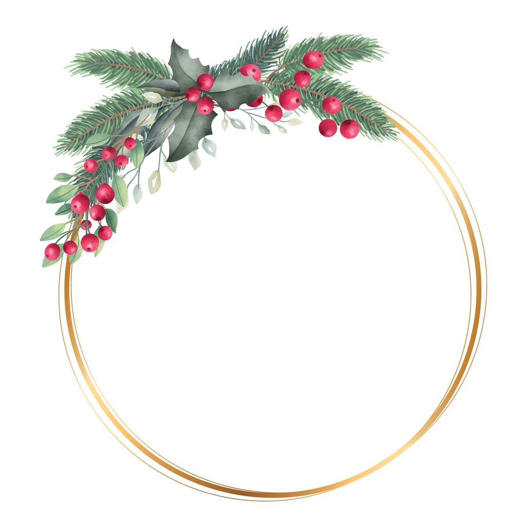 Gold Christmas Wreath Clipart: DIY Christmas Crafts (digital Download ...