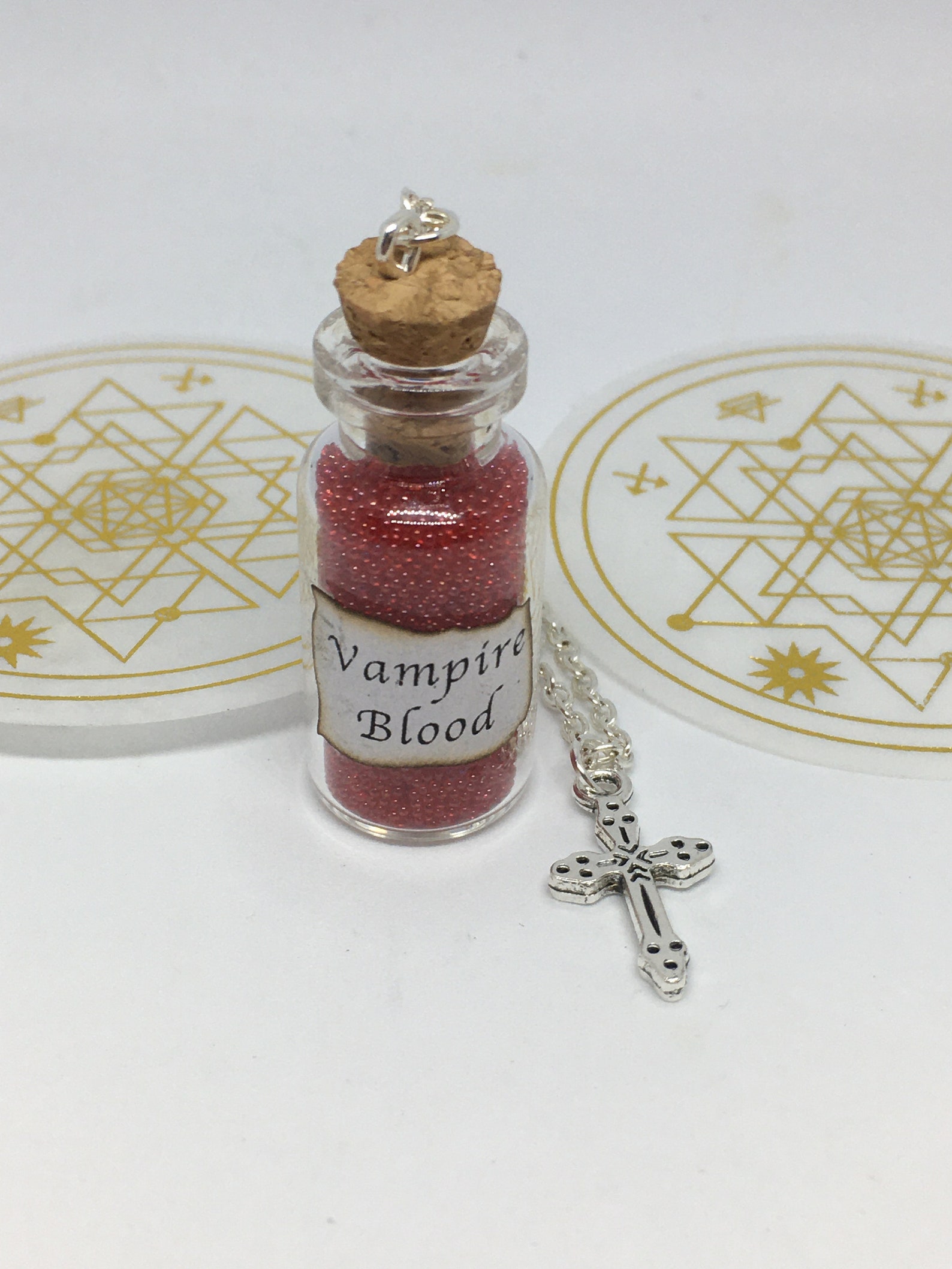 Vampire Blood Potion Bottle With Necklace and Cross Charm - Etsy
