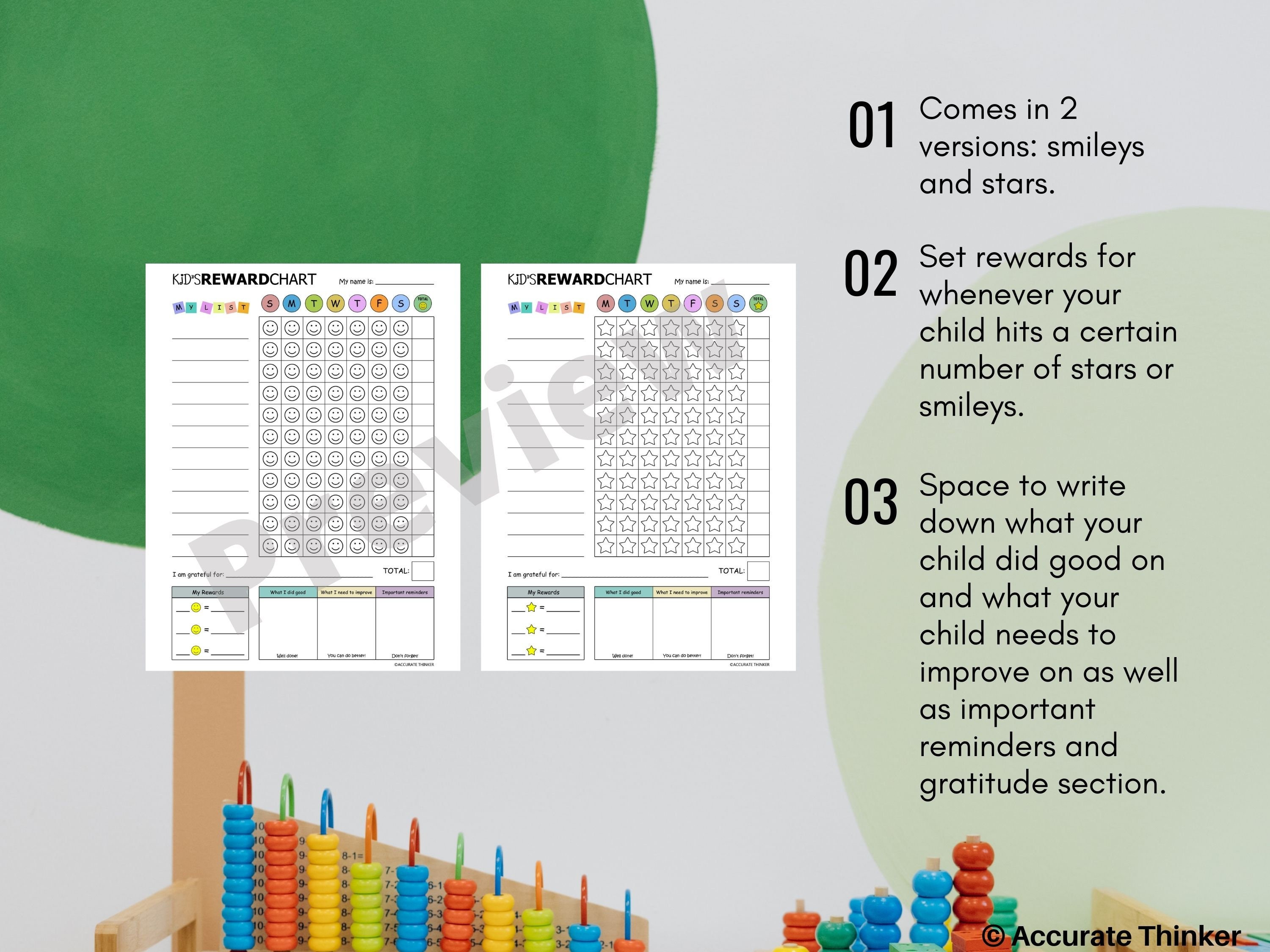 Reward Chart for Kids | Responsibility Chart | Kids Reward Chart | Kids ...