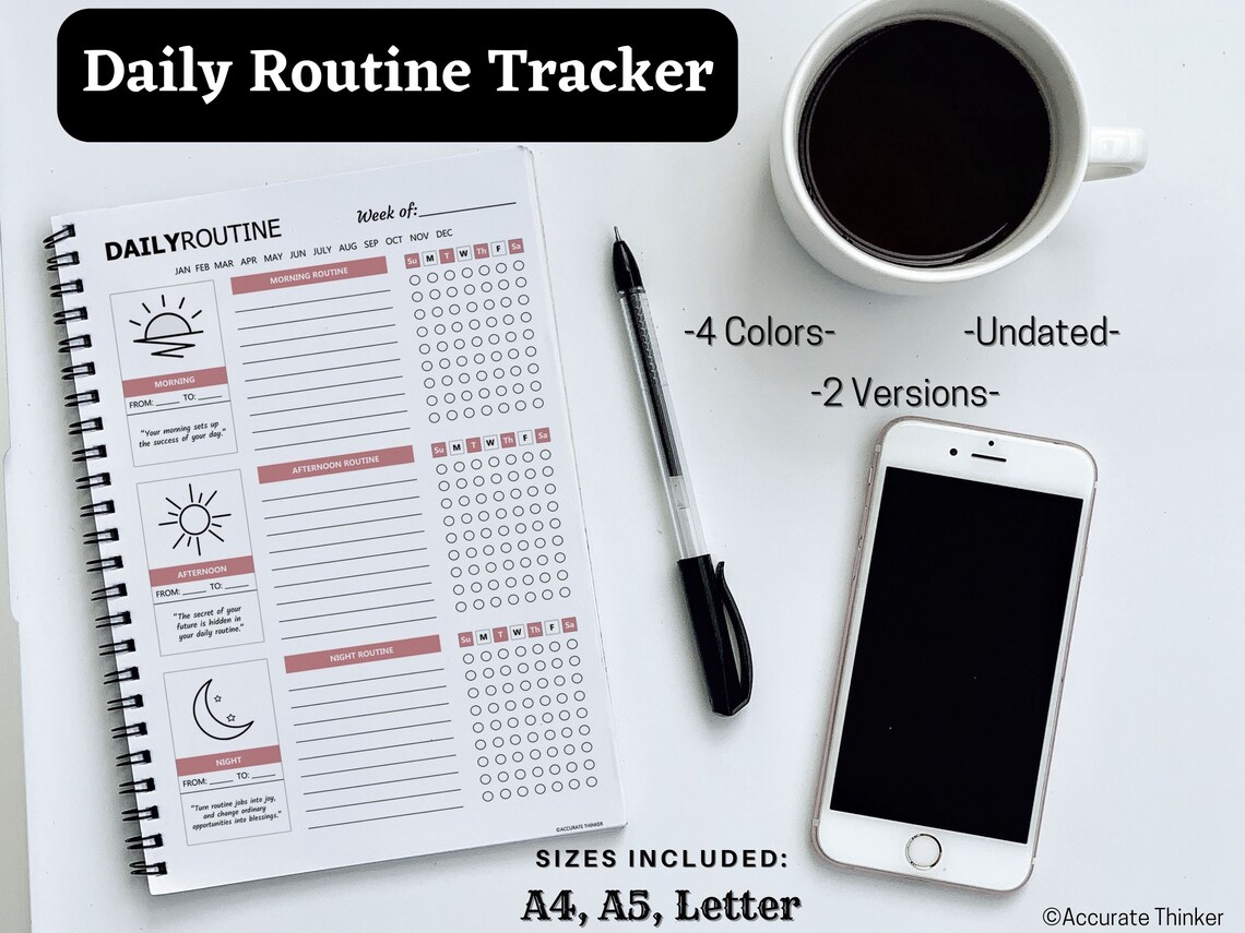 Daily Routine Tracker Routine Checklist Weekly Routine - Etsy Canada