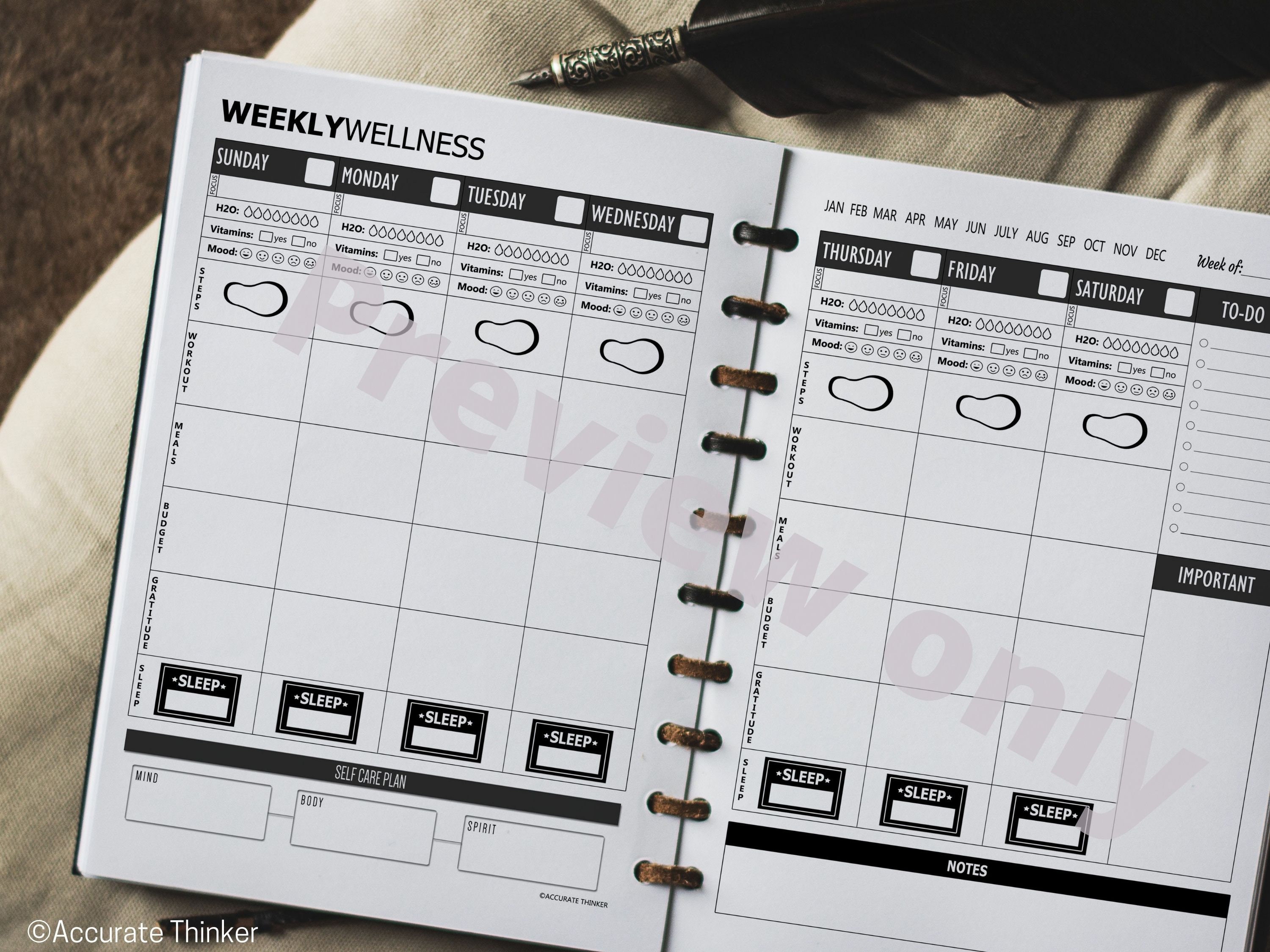 Weekly Wellness Tracker Weekly Self-care Self Care Planner - Etsy