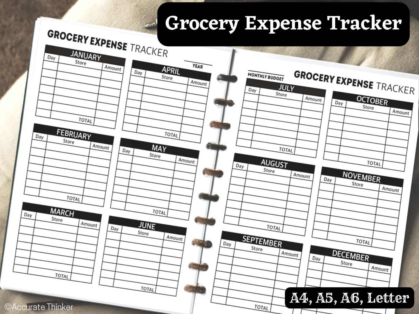 Grocery Expense Tracker | Grocery Tracker | Grocery Expense Log ...