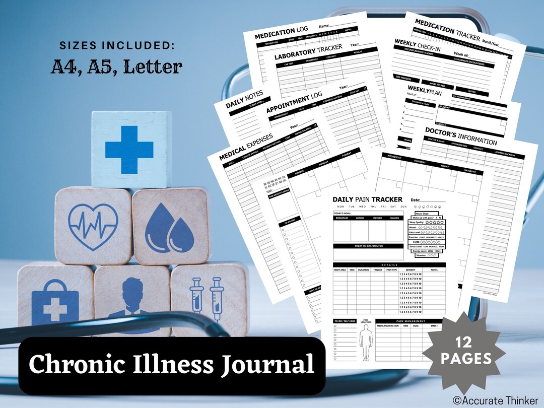 Chronic Illness Journal | Pain, Symptom & Medication Log Printable PDF ...