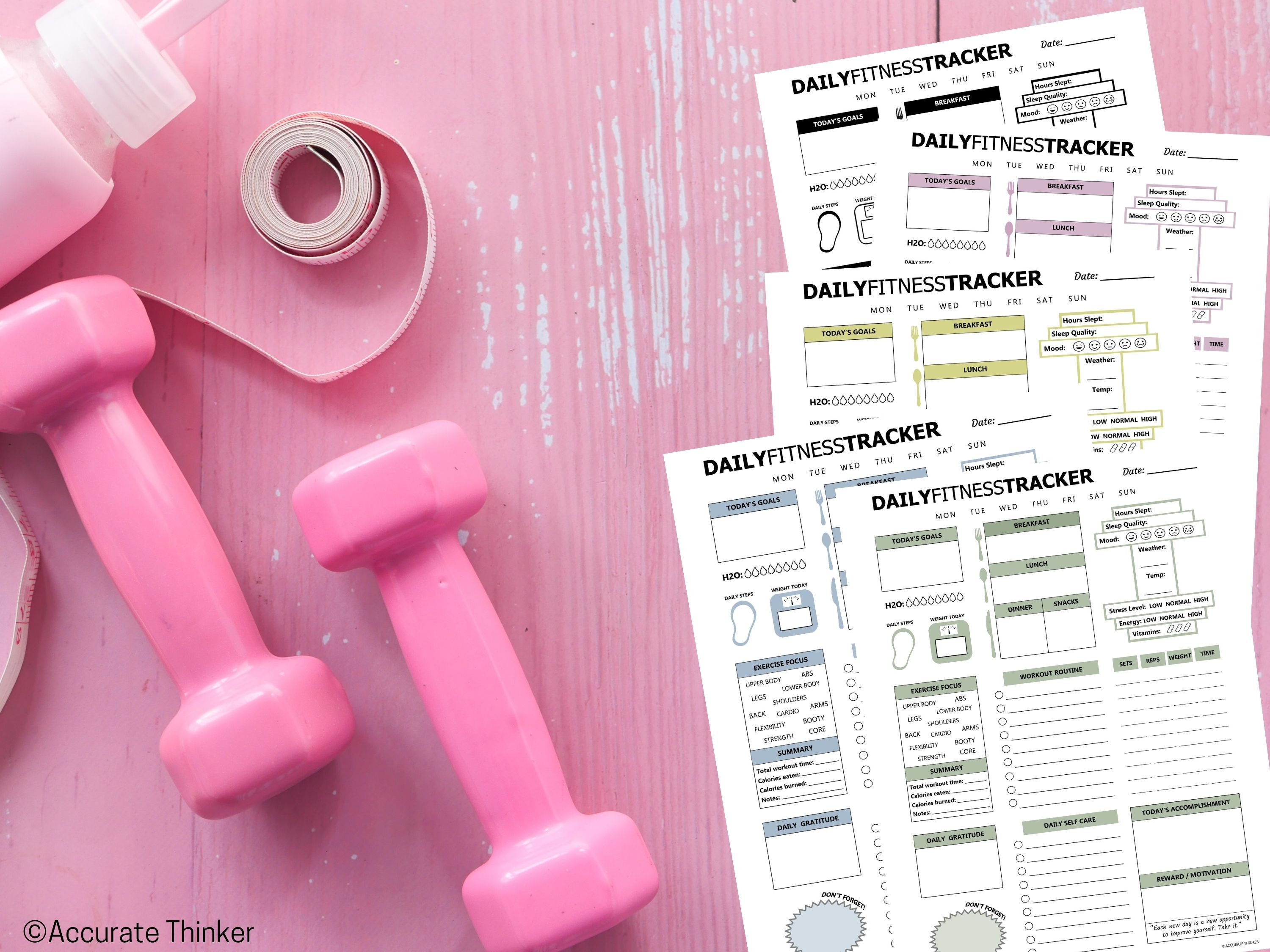 Daily Fitness Tracker | Daily Exercise Log | Fitness Planner | Workout ...