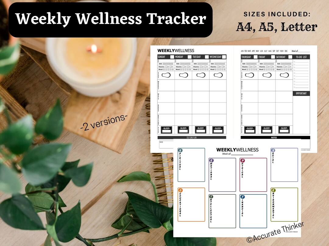 Weekly Wellness Tracker | Weekly Self-care | Self Care Planner ...