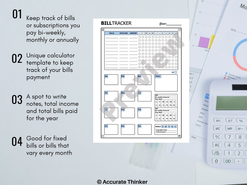 Bill Tracker Bill Payment Tracker Bills Tracker Bill - Etsy