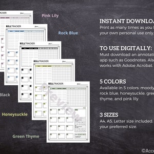 Bill Payment Tracker Printable | Monthly Bills Organizer PDF | Payment ...