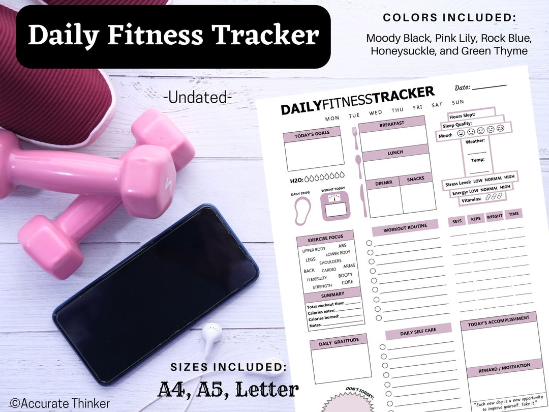 Daily Fitness Tracker | Daily Exercise Log | Fitness Planner | Workout ...