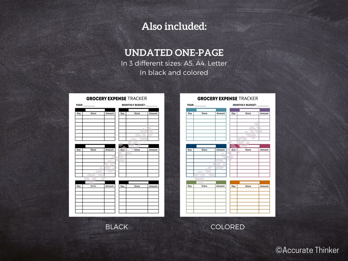 Grocery Expense Tracker Grocery Tracker Grocery Expense | Etsy