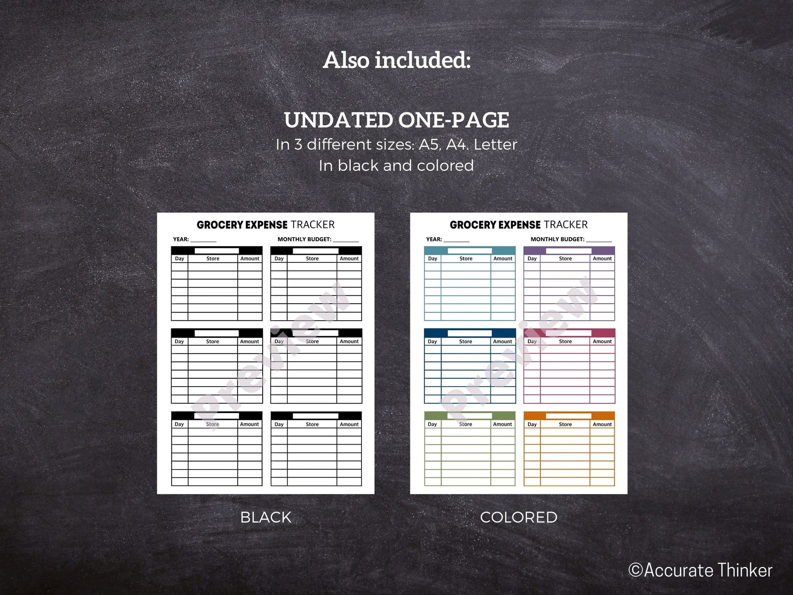 Grocery Expense Tracker Grocery Tracker Grocery Expense | Etsy