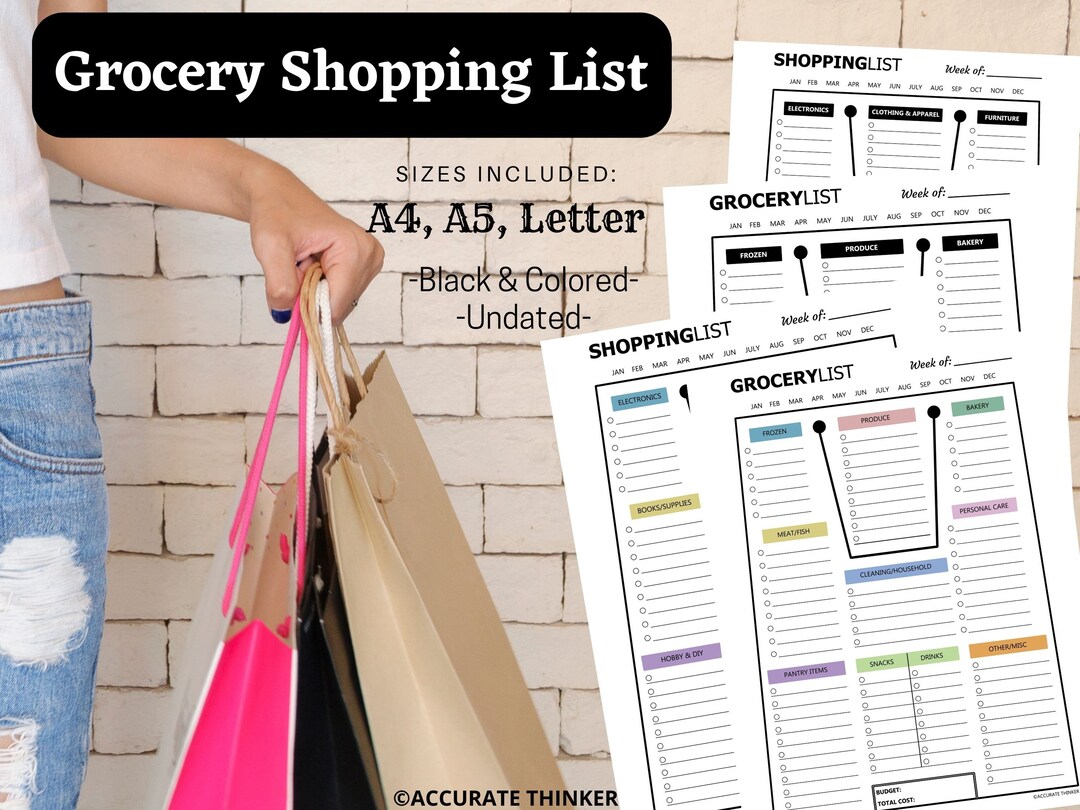 Grocery List | Shopping List | Grocery Shopping List | Printable ...
