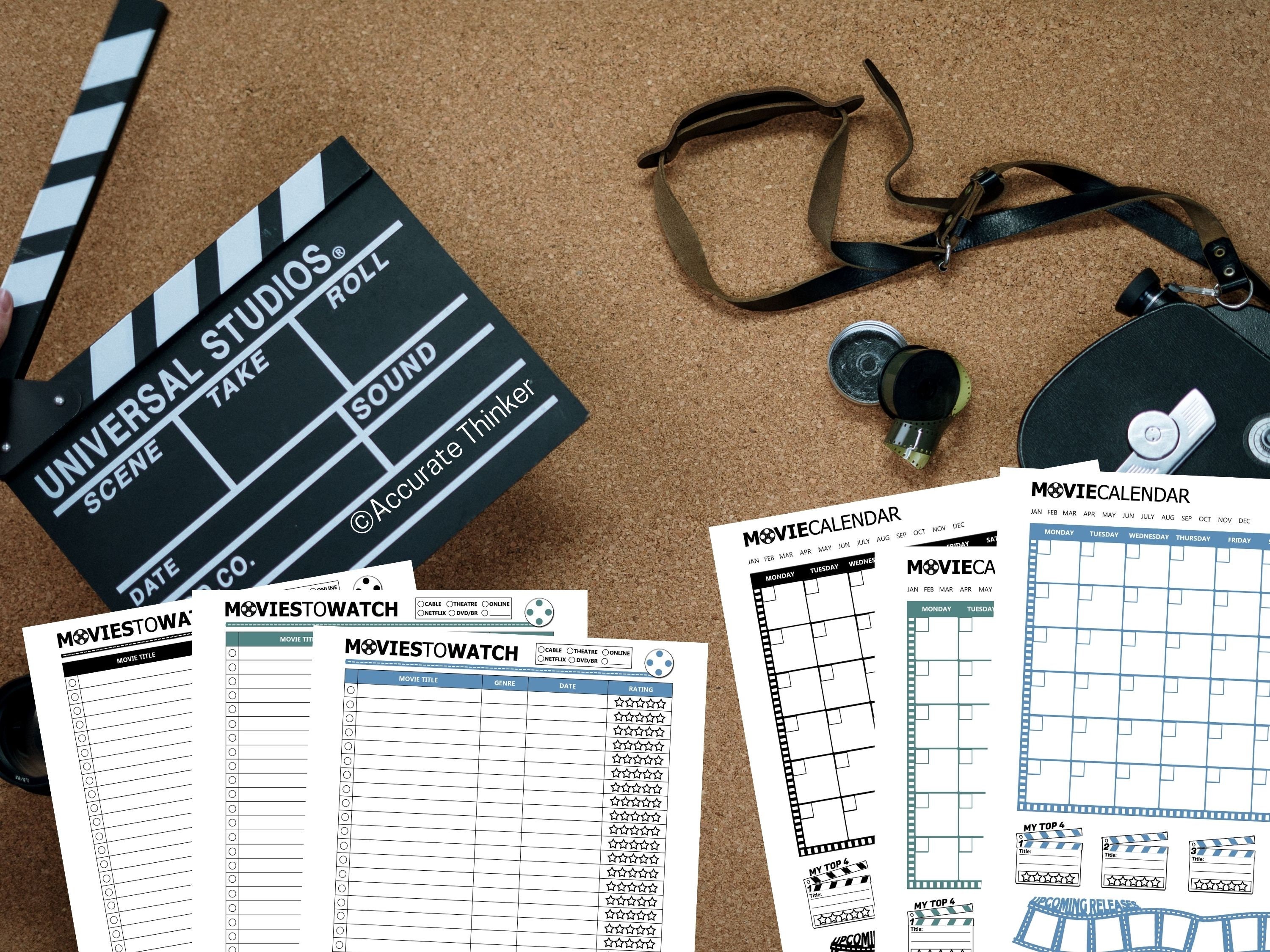 Movie Tracker Printable | Calendar & Watch List (PDF) - Etsy