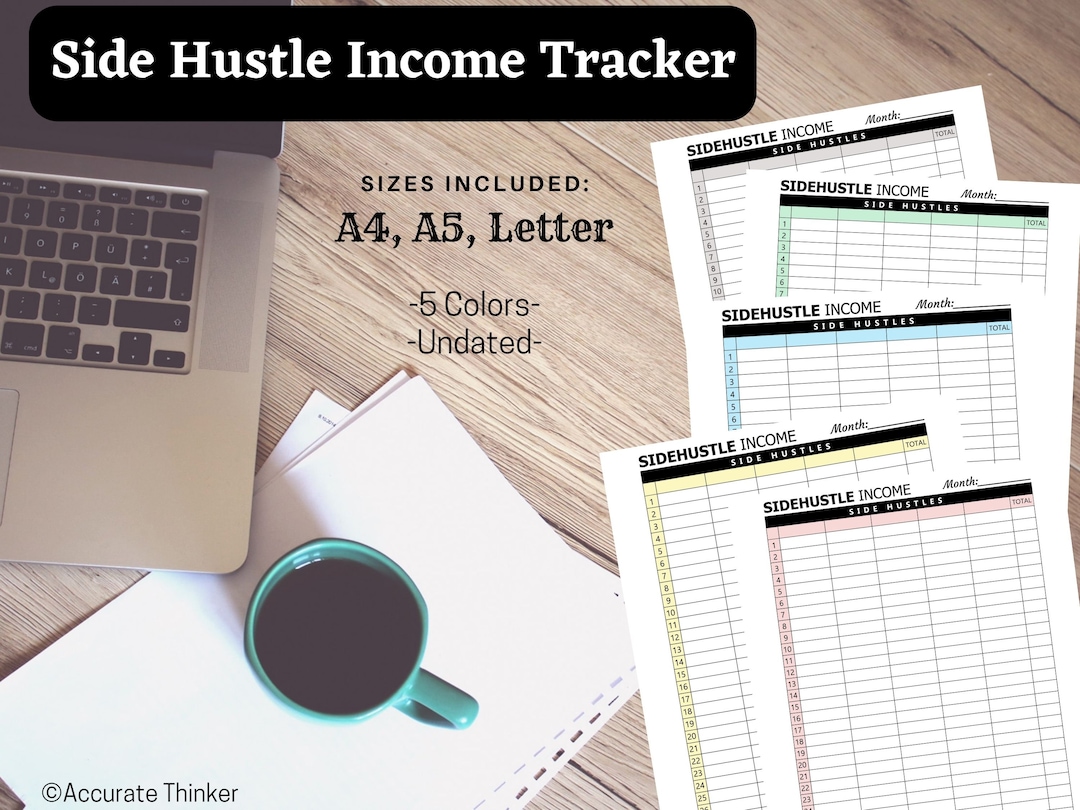 Side Hustle Income Tracker | Side Hustle Tracker | Income Tracker ...