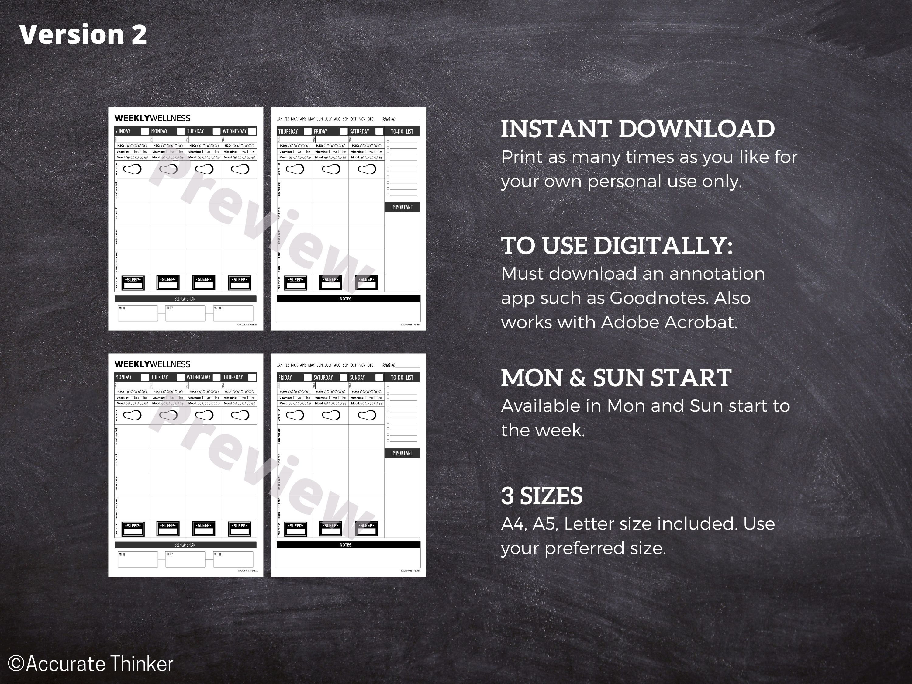 Weekly Wellness Tracker Weekly Self-care Self Care Planner - Etsy