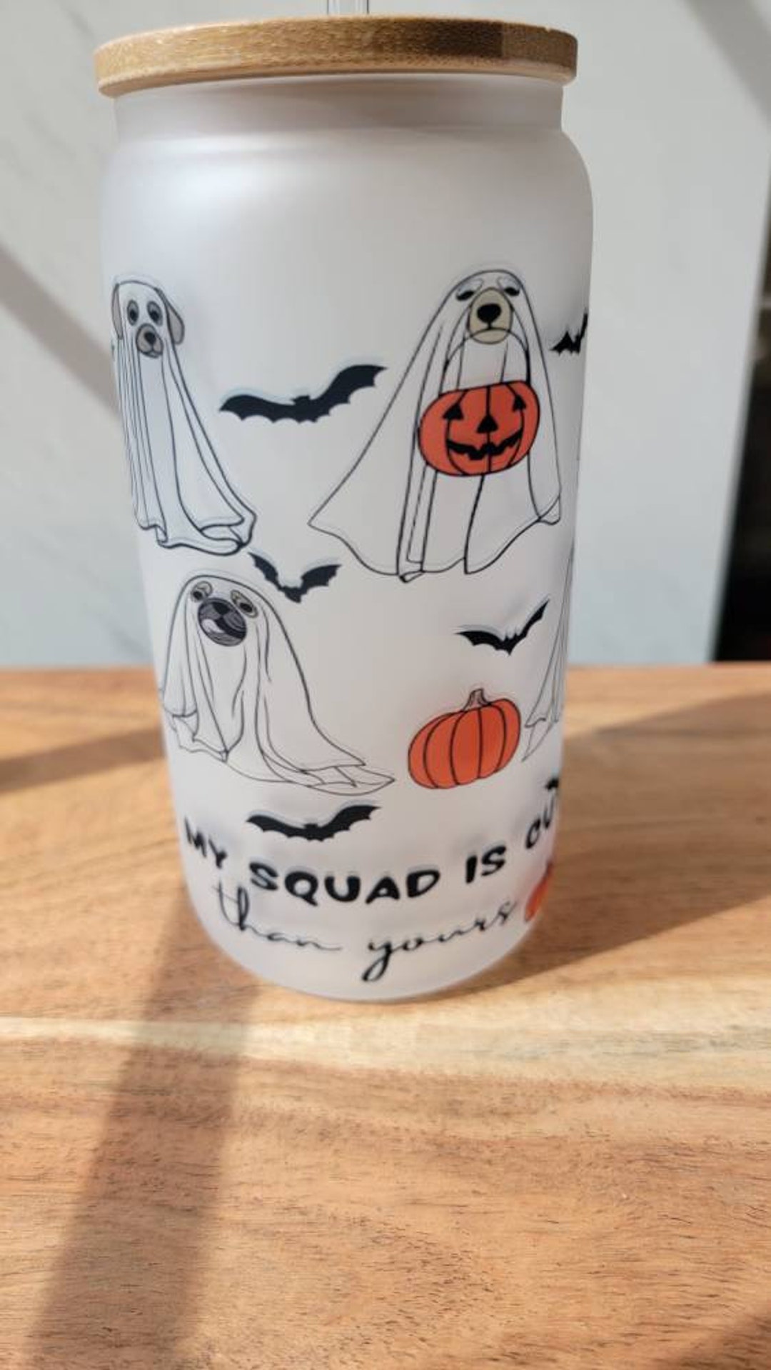 Ghost Pups Frosted Glass Can! - Etsy