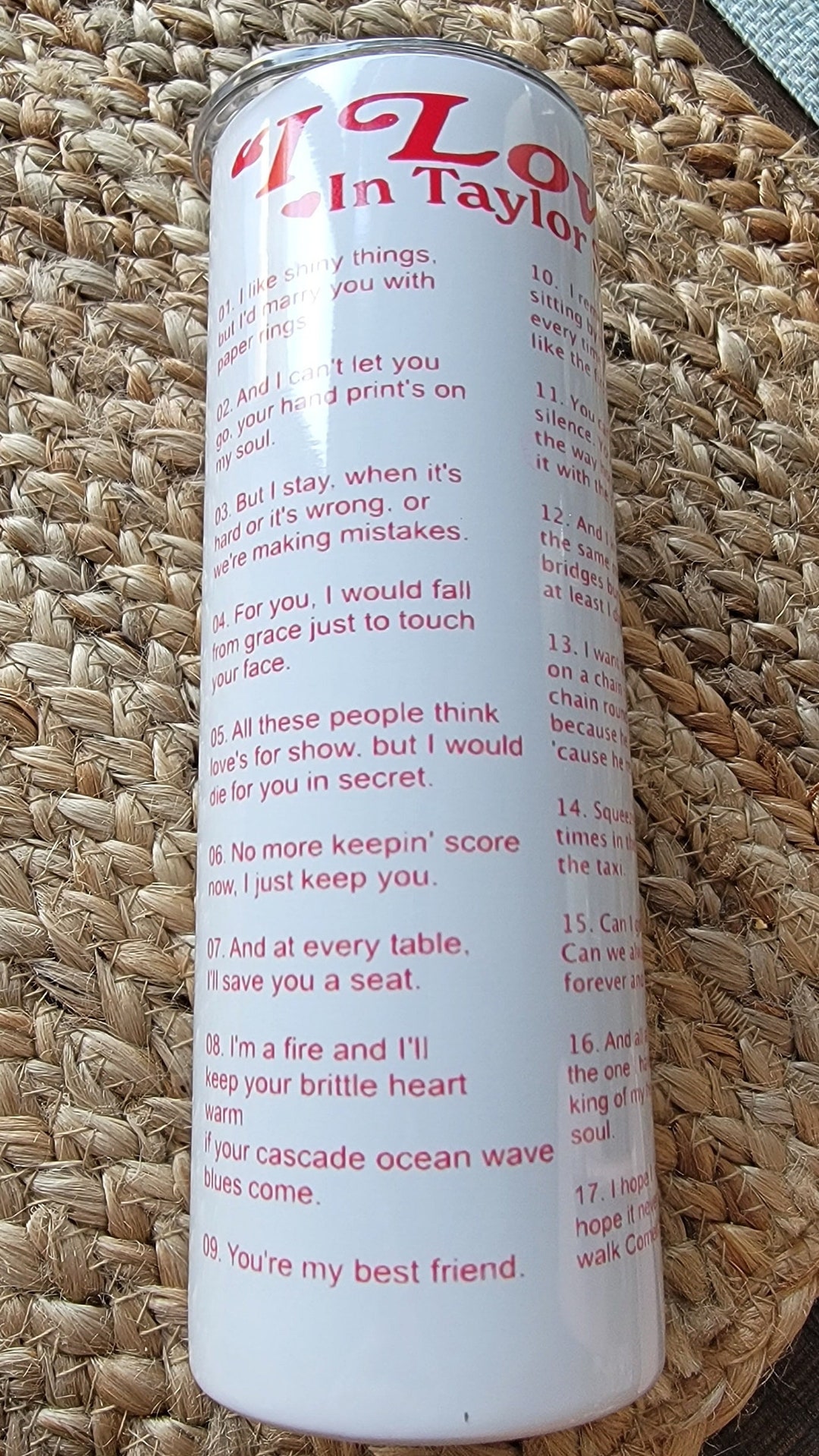 T. Swizzle Lyrics 20 Oz Tumbler, Custom Created, Fast Weekly Shipping ...