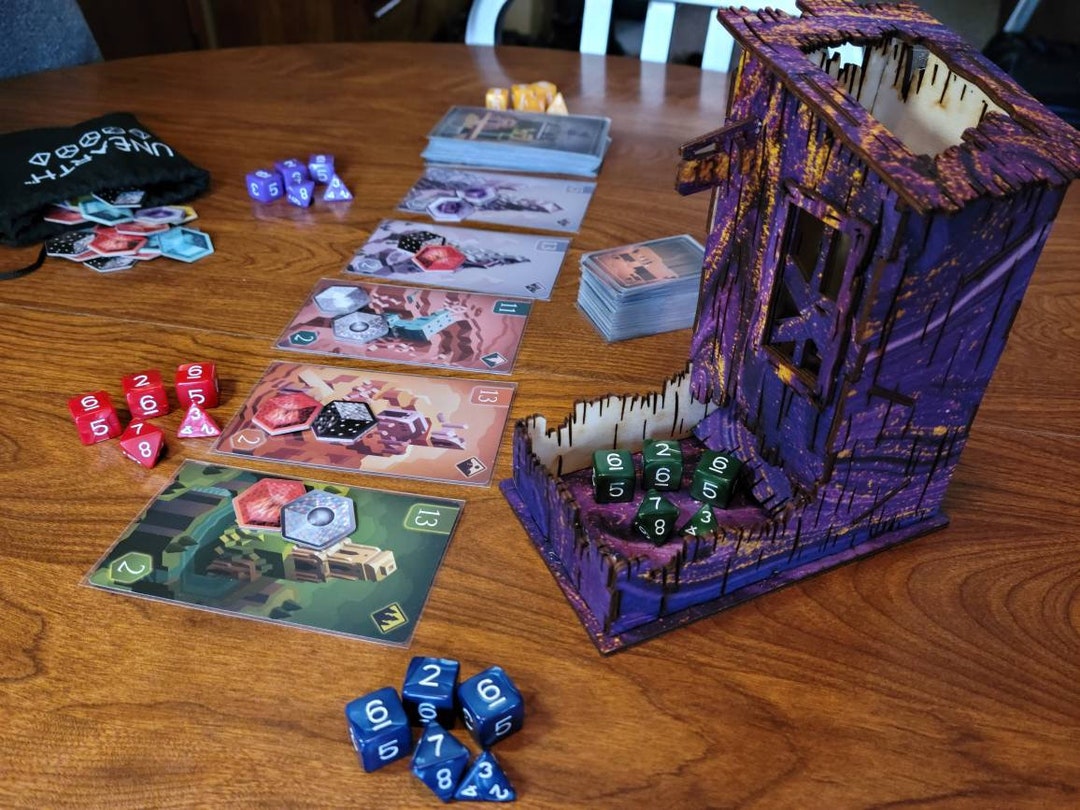 Wood Dice Tower With Tray, Board Games, Shanty, Multicolored, Birthday ...