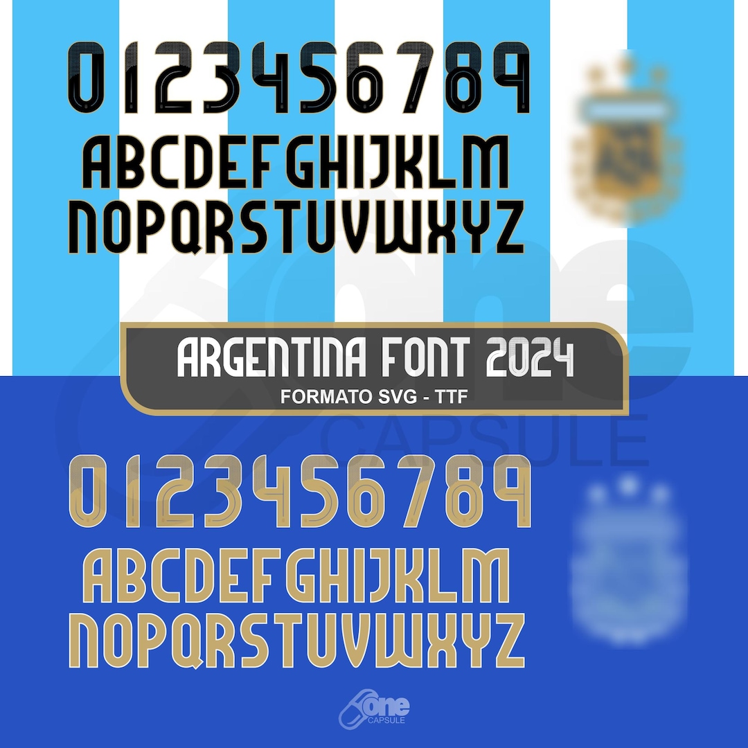 New Argentina Font Jersey 2024 | Qualifiers 2026 | Argentina Design Font Svg - Ttf | Argentina ...