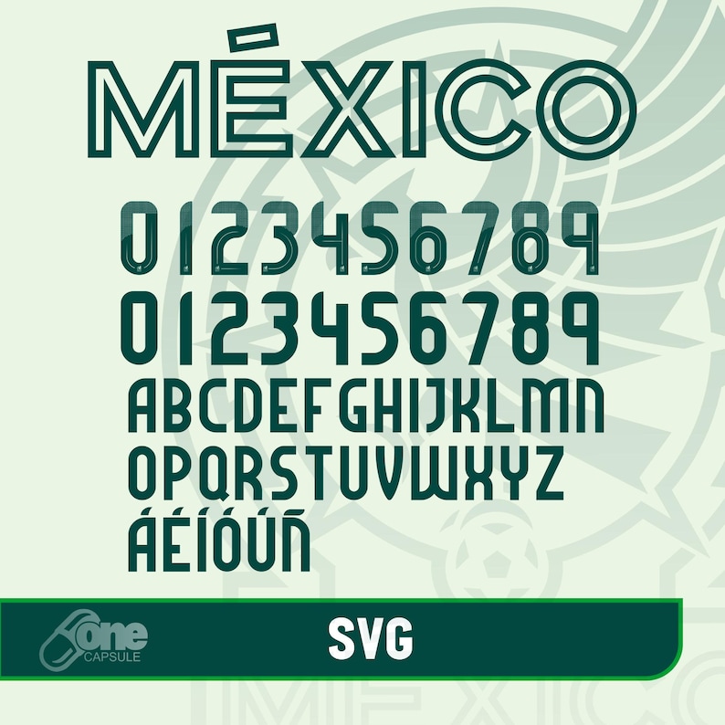 Mexico Jersey Font Vector: Futbol Design SVG, PNG (digital Download) - Etsy
