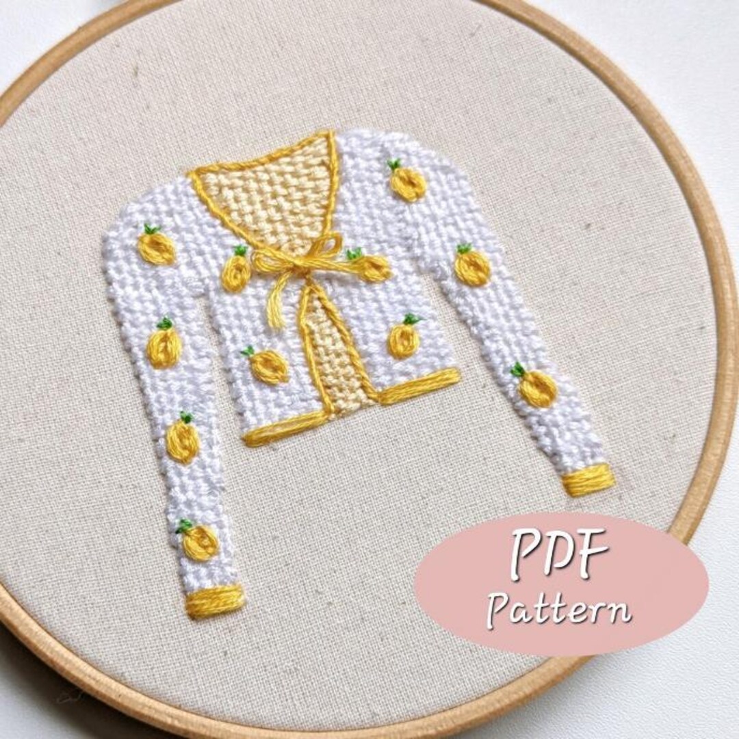 Lemon Cardigan Embroidery Pattern PDF Download - Etsy