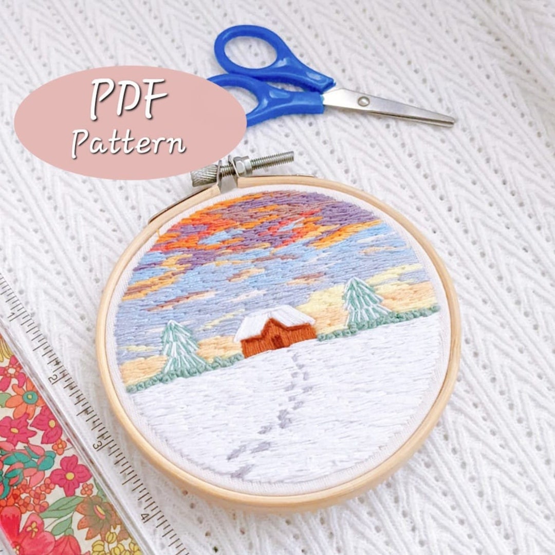 Cosy Cabin Embroidery Winter Pattern PDF Download, Hand Embroidery - Etsy