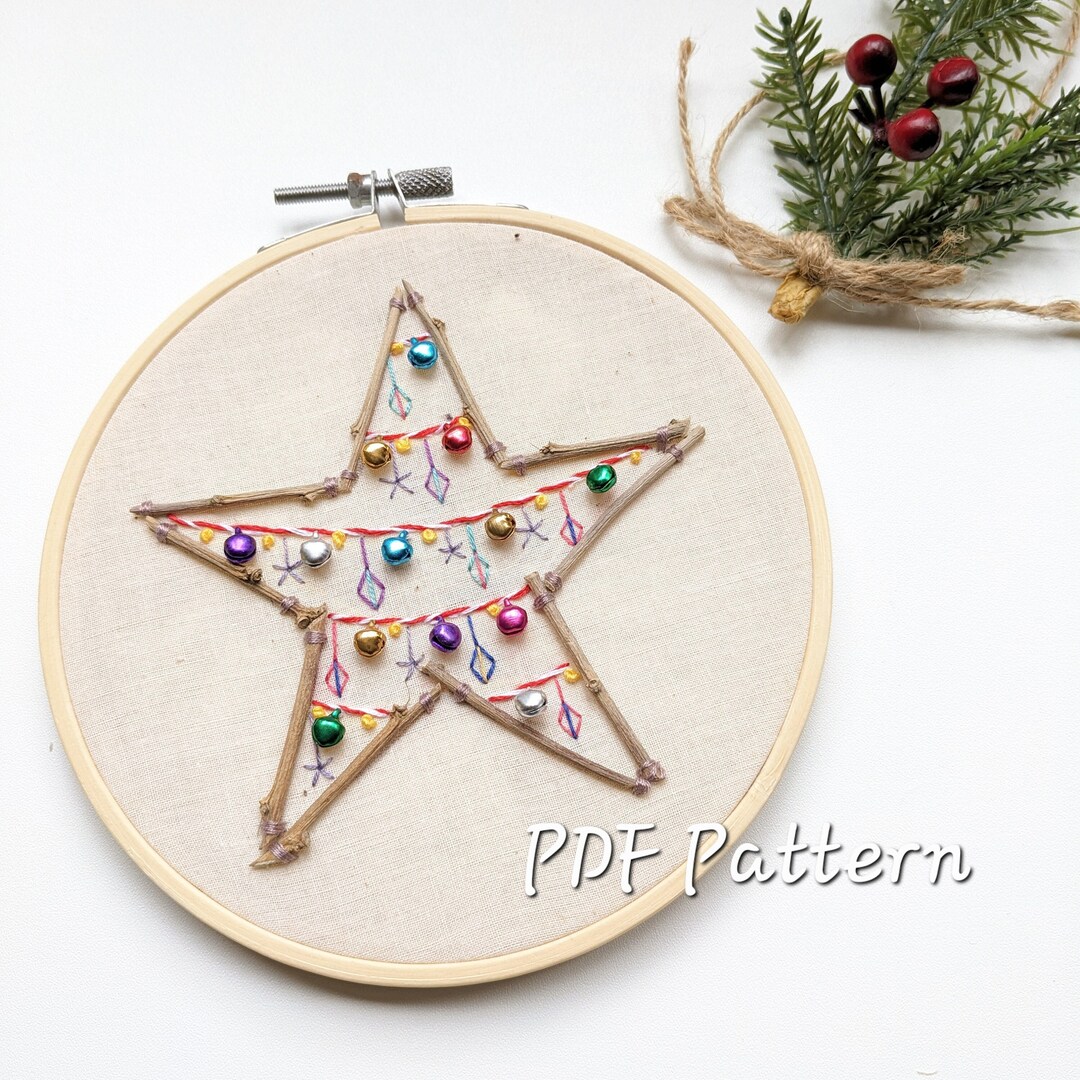 Christmas Star Embroidery Pattern by the Gingham Fox - Etsy