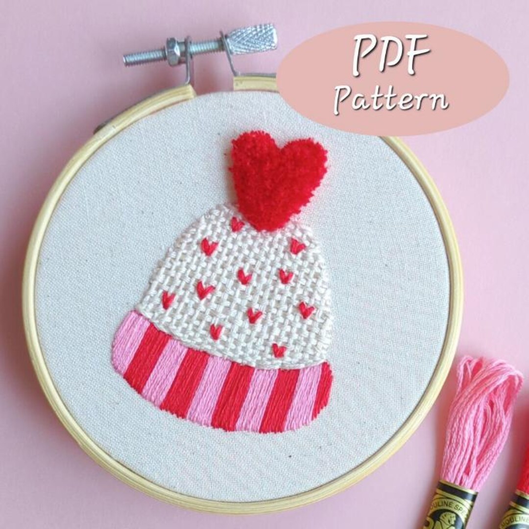 Valentine's Bobble Hat Embroidery Pattern PDF Download - Etsy
