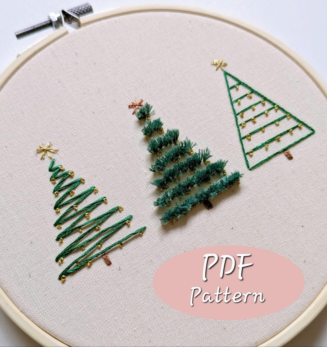 Christmas Trees Embroidery Pattern PDF Download, Hand Embroidery ...