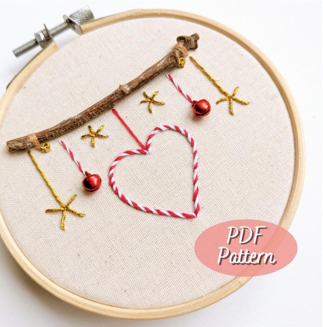 Christmas Branch Festive Embroidery Pattern PDF Download Template - Etsy
