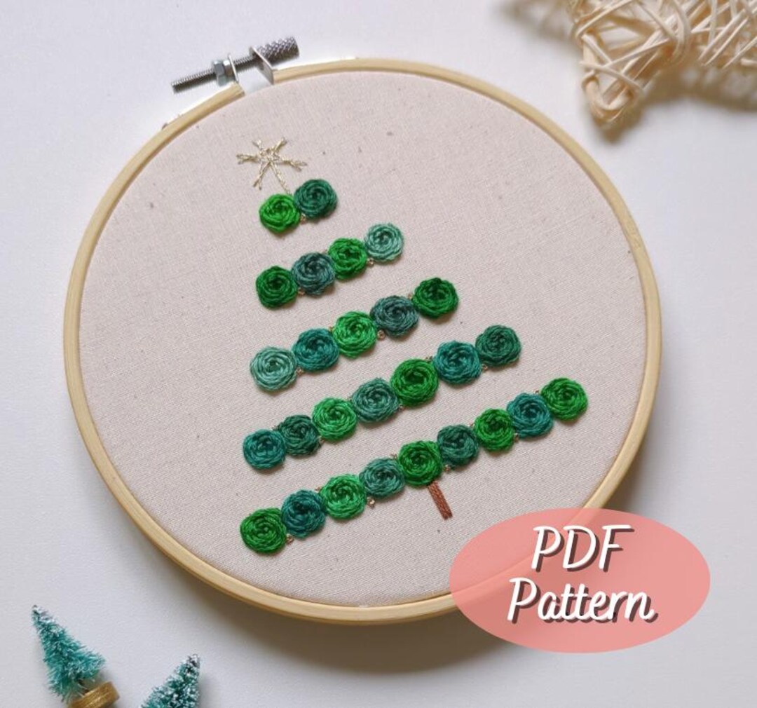 Christmas Tree Embroidery Pattern PDF Download Template - Etsy