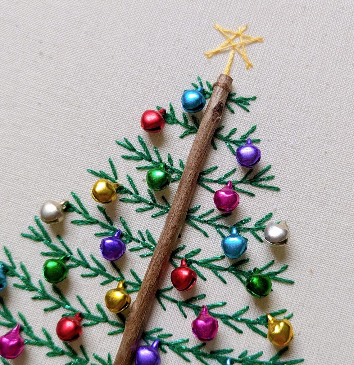 Christmas Tree Embroidery Kit, Christmas Tree With Bells, Hand ...
