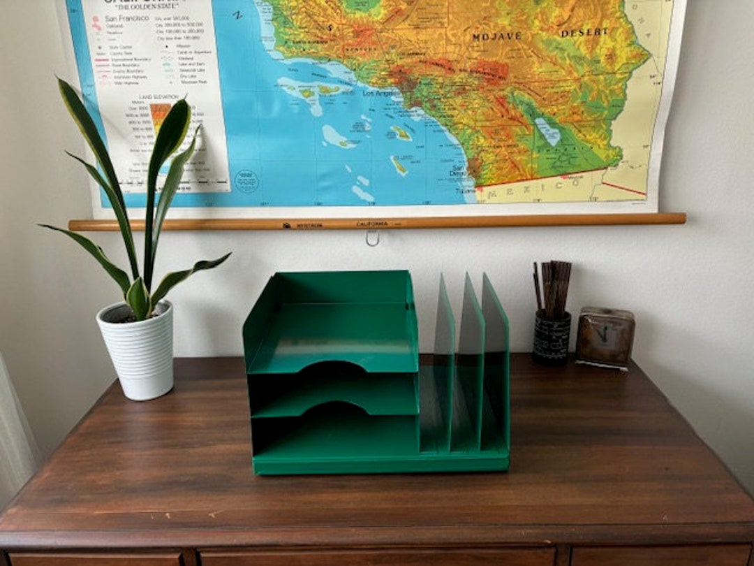 Refurbished Vintage 6 Slot Multi-file Organizer - Dark Teal Green *FREE ...