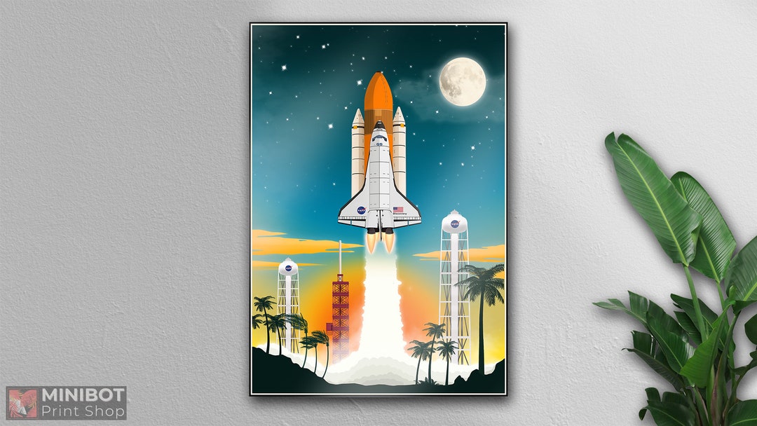 Space Poster, Space Shuttle Discovery, NASA Spaceship Launching, Spacex ...