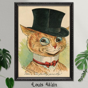 Louis Wain Cat Art Print: Vintage Psychedelic Cat Poster - Etsy