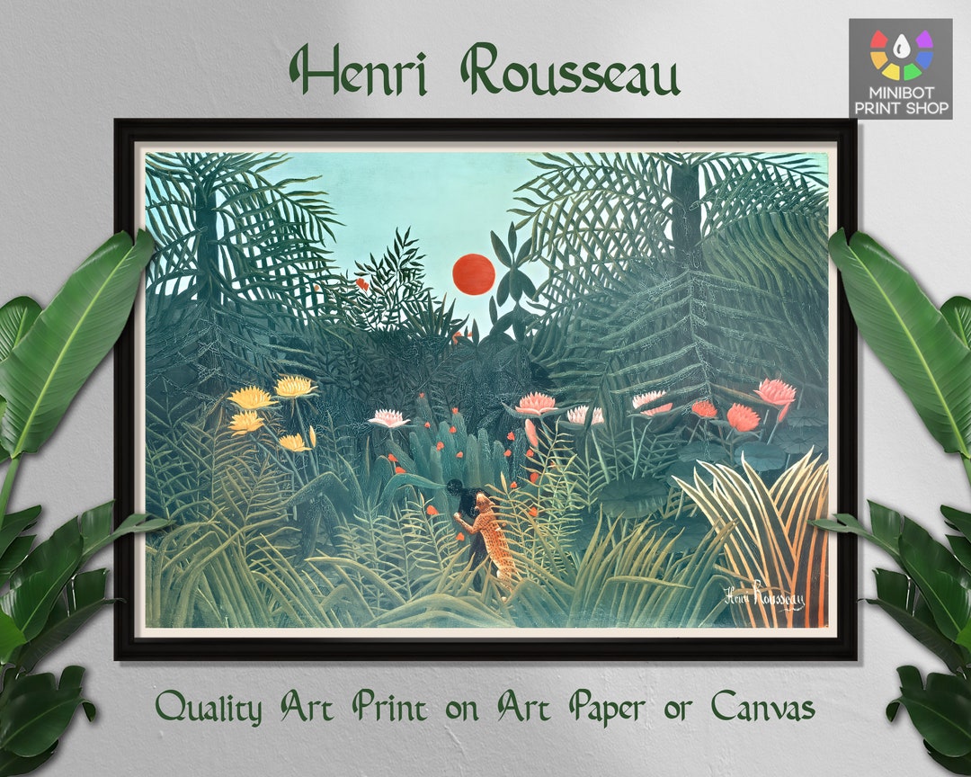Henri Rousseau Jungle Sunset Art Print: Vintage Naive Art Poster - Etsy