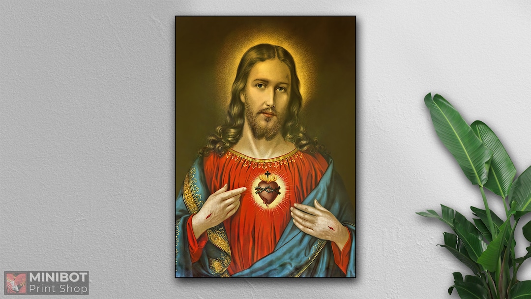 Sacred Heart of Jesus - Vintage Art Poster - Print - Etsy UK