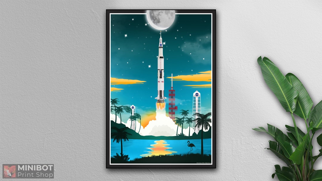 Space Poster, NASA Space Shuttle Saturn V, Spaceship Launch, Spacex ...