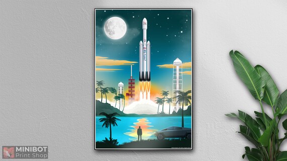 Spacex Falcon Heavy Launch Space Poster Spacex Fan Artspace - Etsy