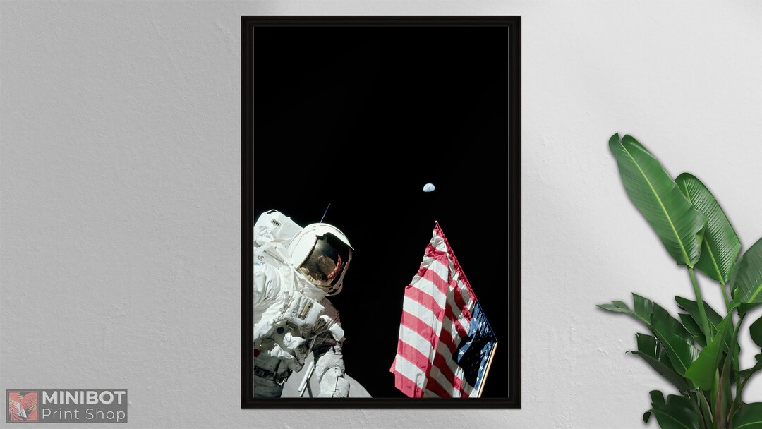 Nasa Astronaut on the Moon - Poster on Paper or Canvas - Wall Art - Etsy